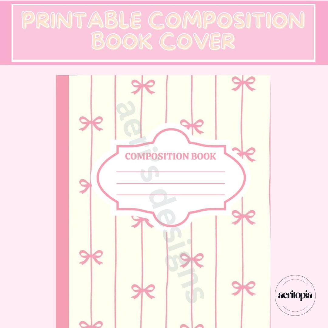 Coquette Composition Book Cover: Pink Bows Printable (digital Download ...