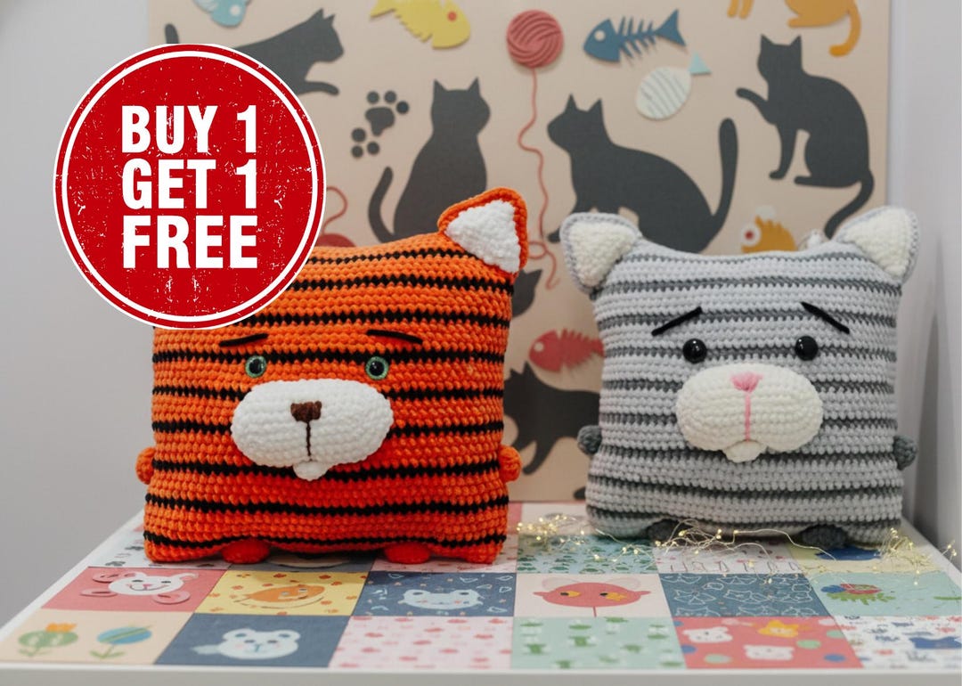 Cat Pillow Crochet Pattern, Cute Cat Plush Pillow PDF, Crochet Animal ...
