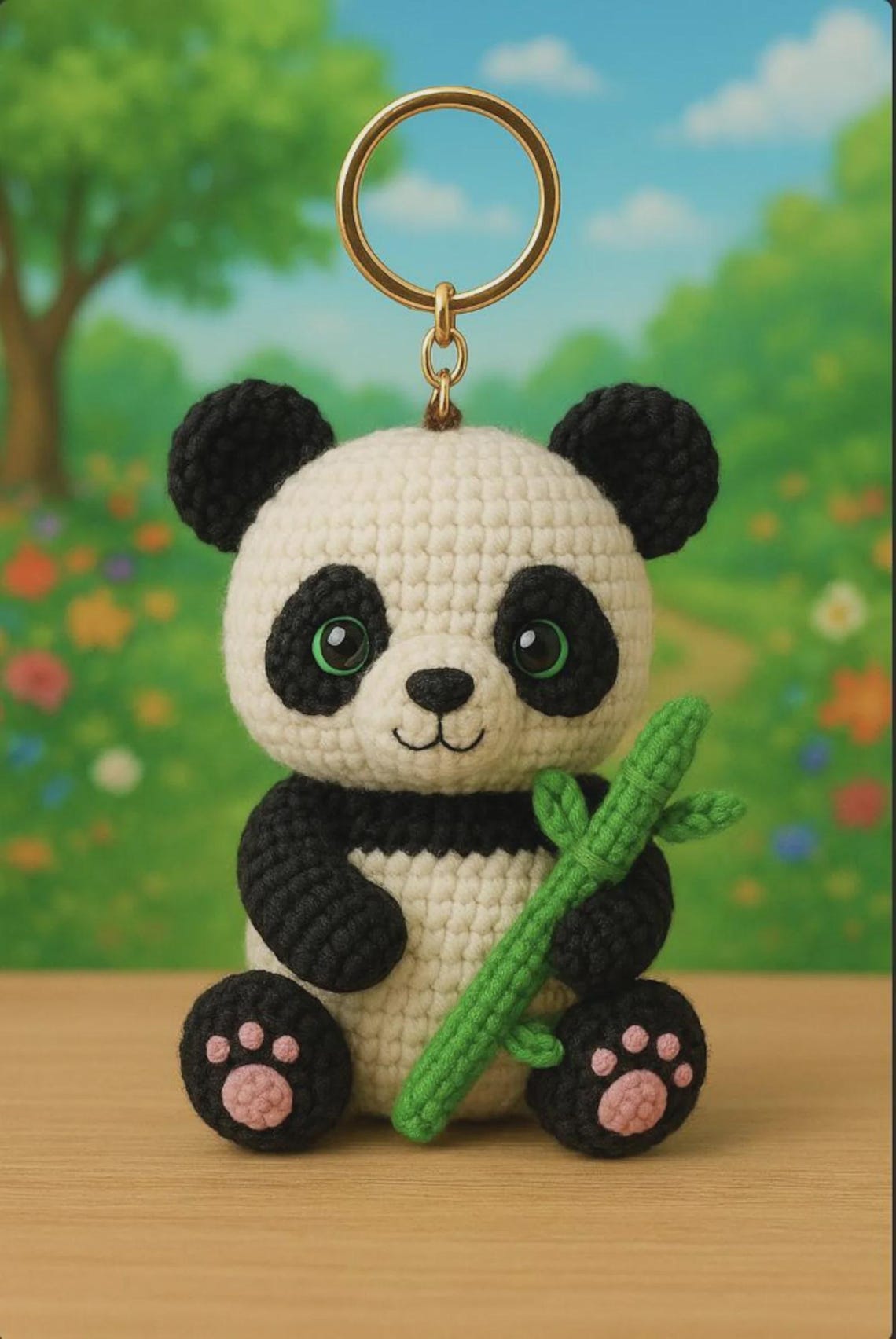 Crochet Panda Keychain: Handmade Amigurumi Bag Charm With Bamboo - Etsy