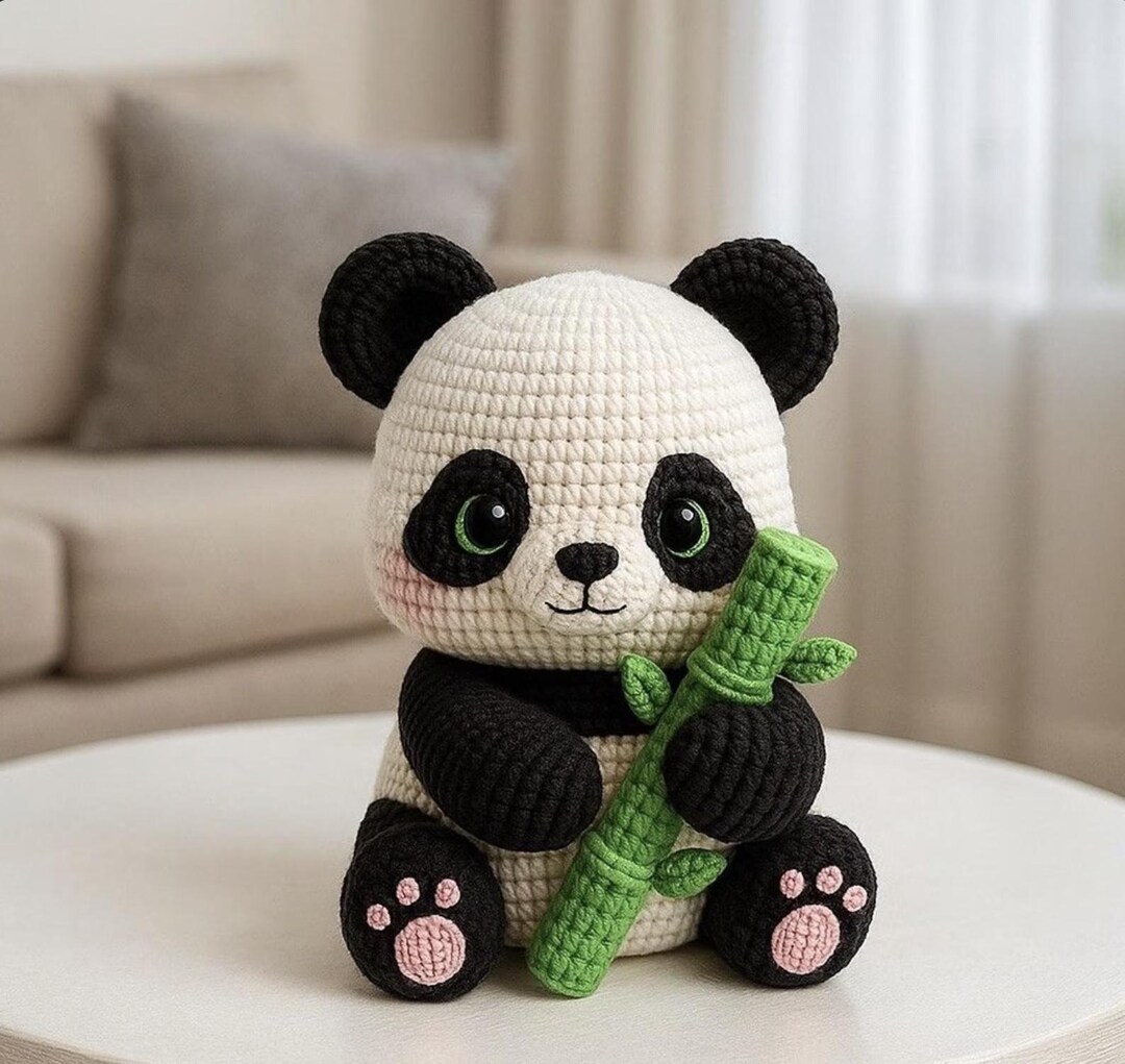 Crochet Panda Keychain: Handmade Amigurumi Bag Charm With Bamboo - Etsy