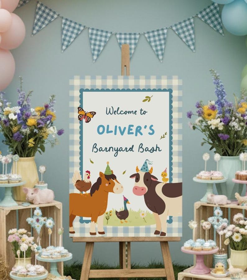 Farm Birthday Welcome Sign | Barnyard Bash Decor (A2 Printable) - Etsy