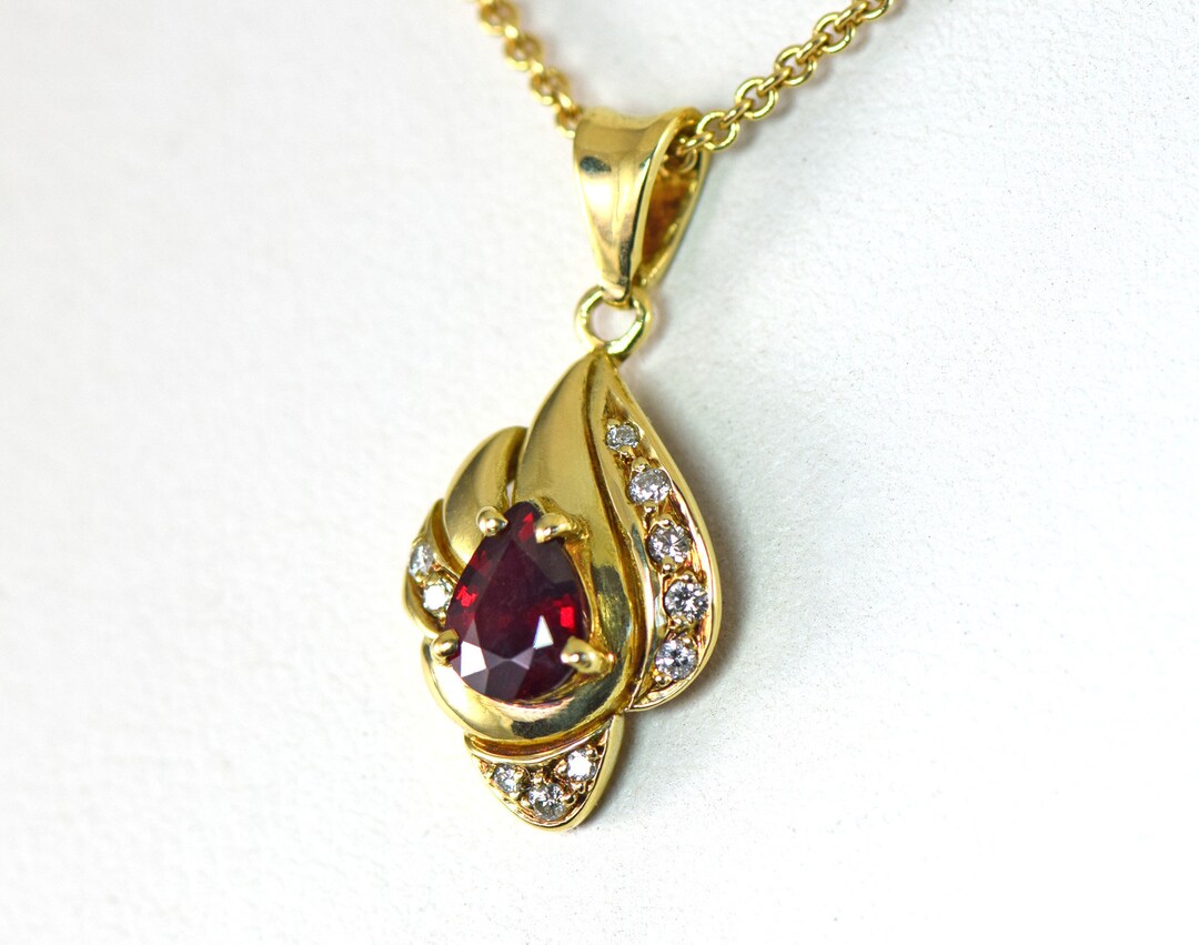 Ant Hill Garnet With Diamonds in a Vintage 18k Yellow Solid Gold ...