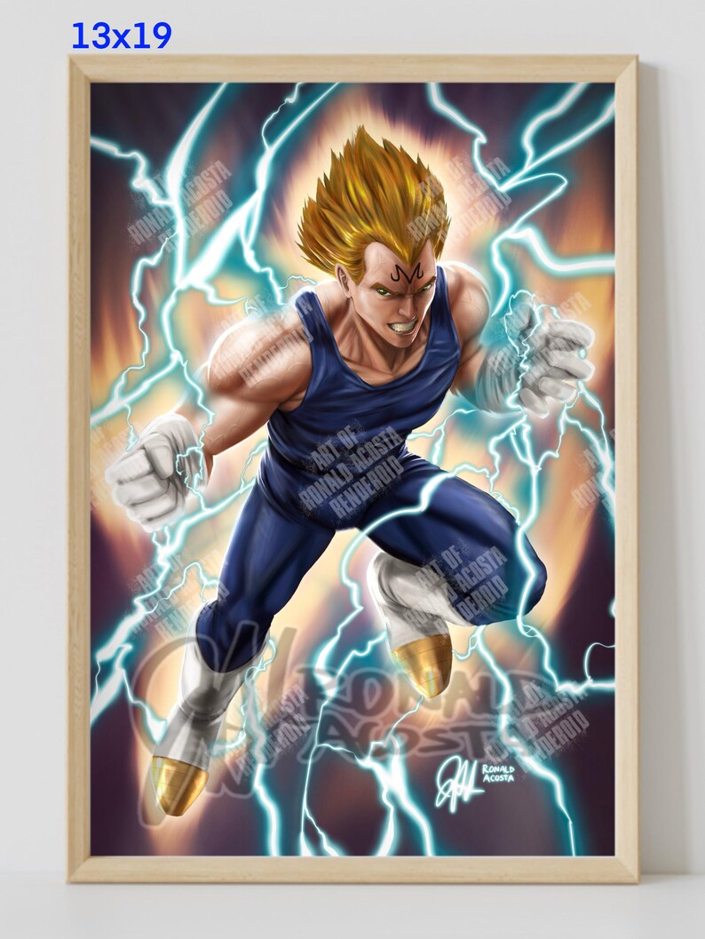 DBZ Dragon Ball Z Majin Vegeta Premium Satin Original Art Print Poster ...