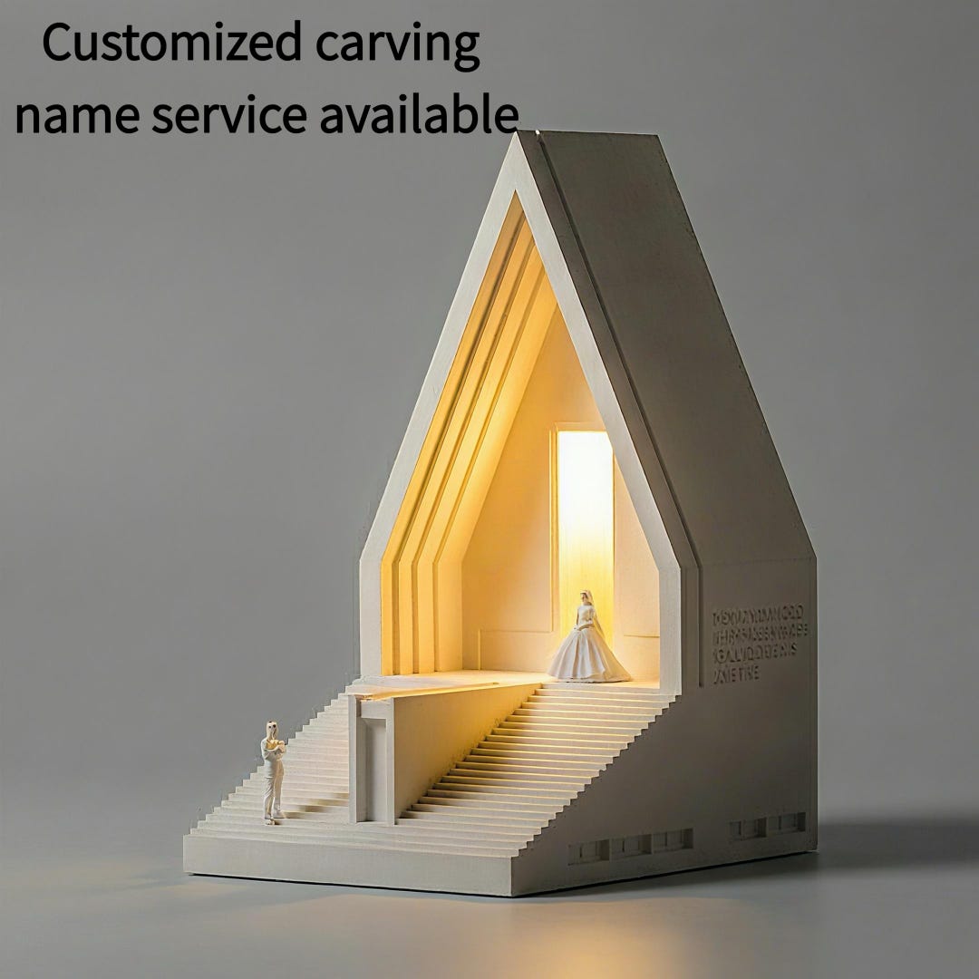 Concrete Church Night Light, Architectural Sculpture Lamp, Brutalist ...