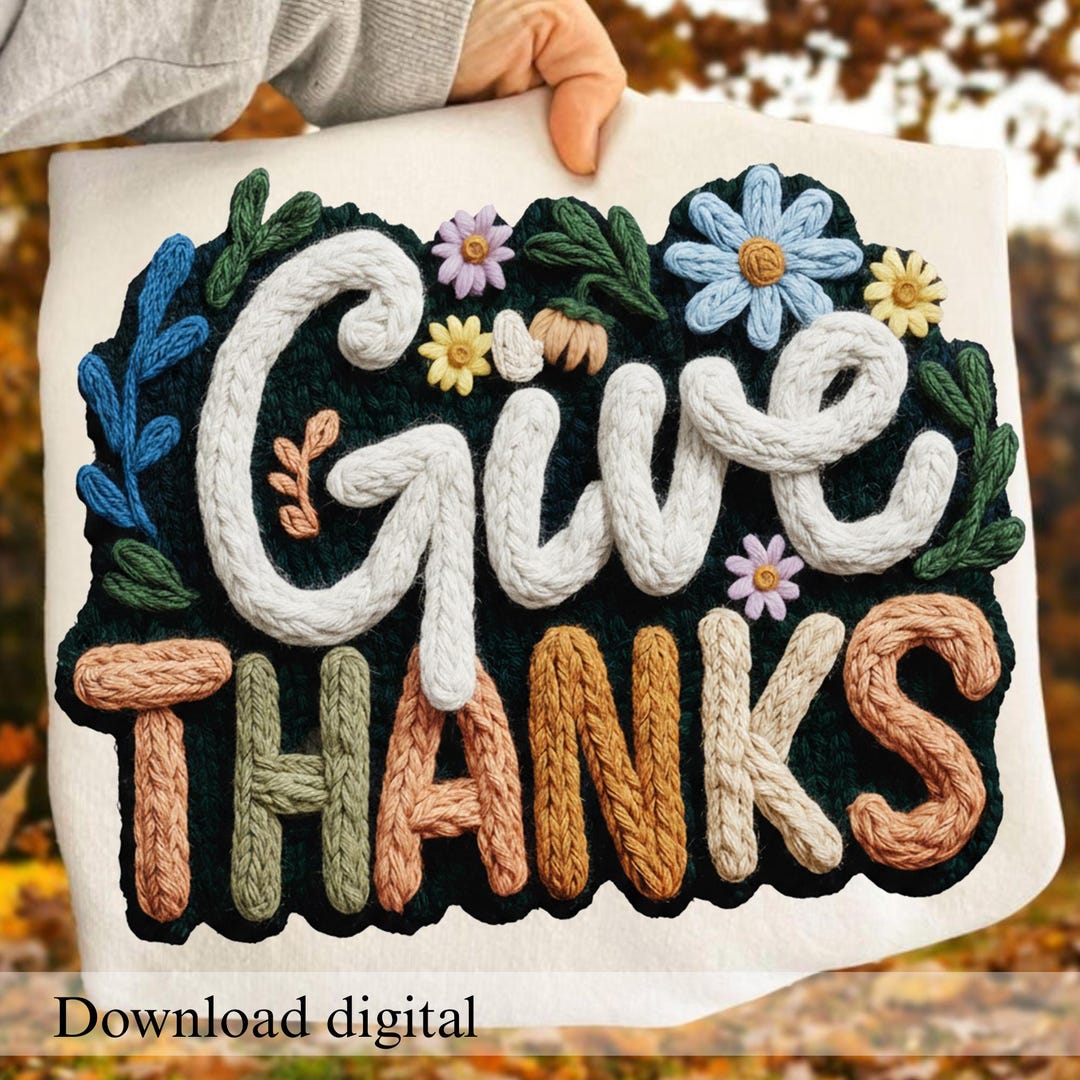 Yarn Thanksgiving PNG, Thankful PNG, Give Thanks PNG, Preppy Fall Png ...