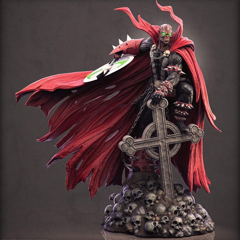 Spawn Fanart 3D STL Print File | Gothic Cape Statue | Skull Cross ...