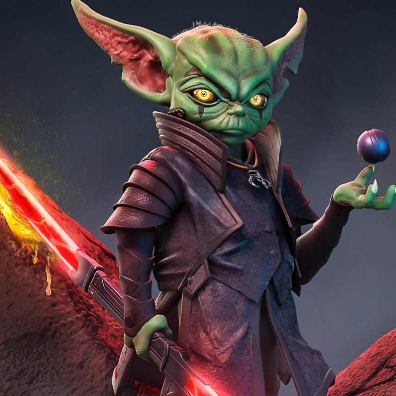Sith Baby Yoda 3D STL Print File | Fanart Dark Grogu Diorama 3D Print ...