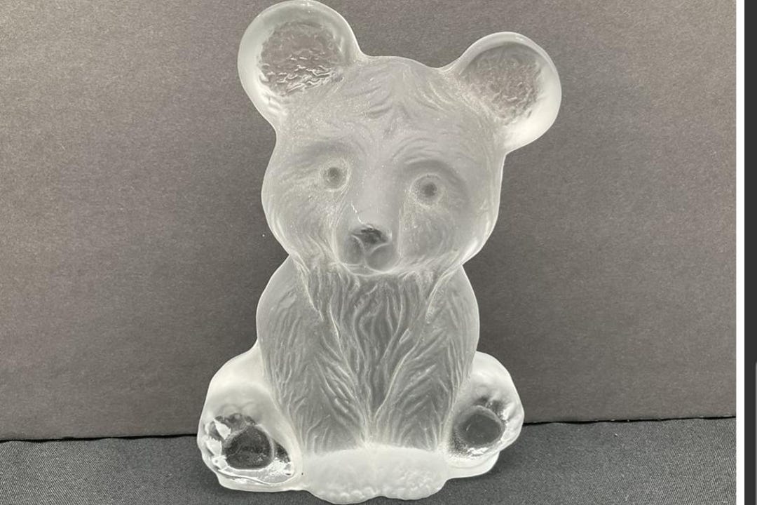 Vintage Viking Frosted Glass Teddy Bear - Etsy