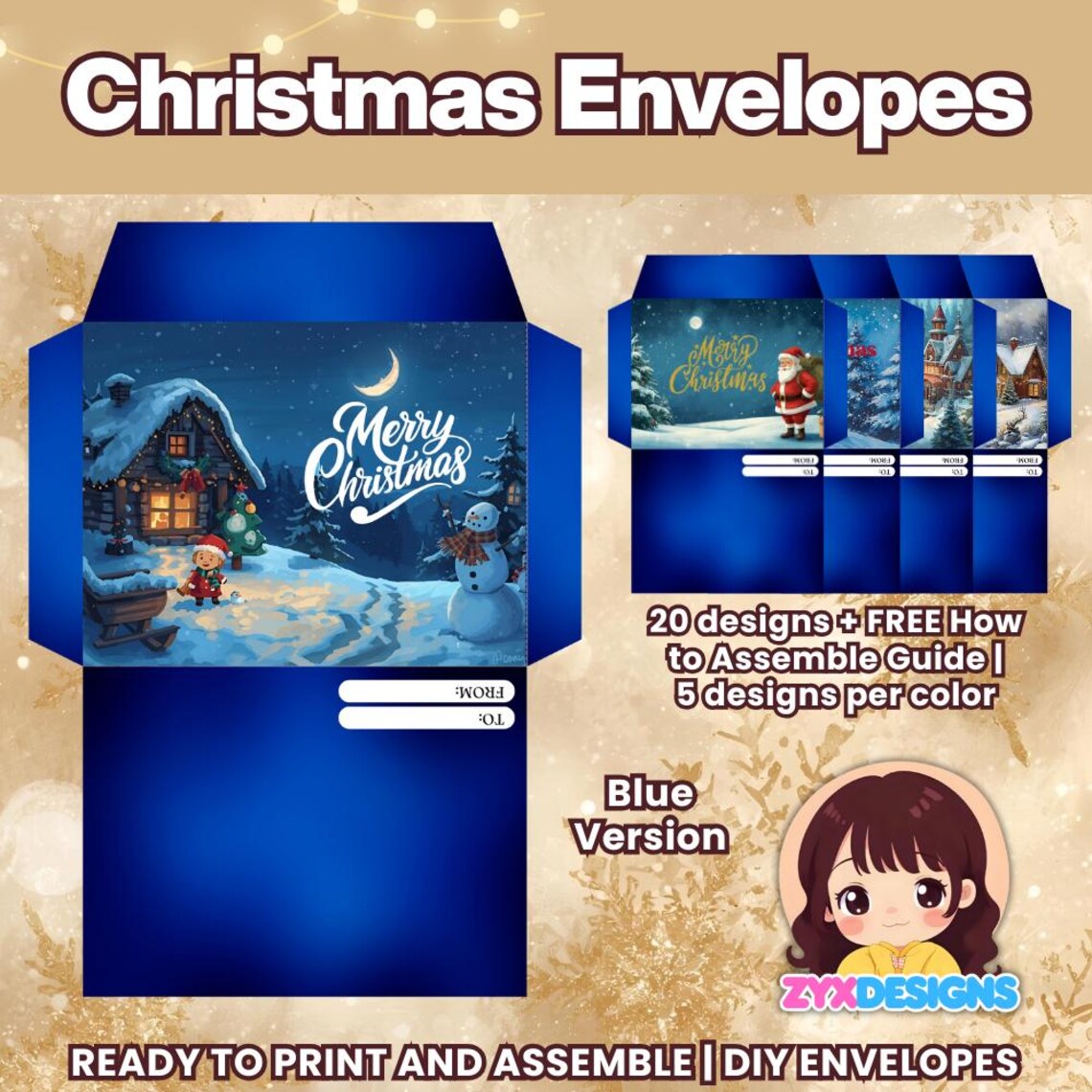 Printable Christmas Envelopes | 20 Festive Designs | DIY Holiday Money ...