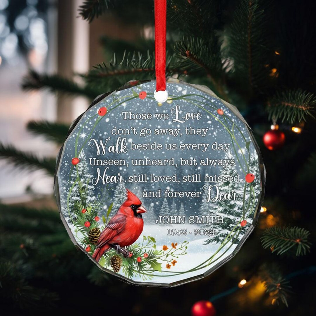 Personalized Cardinal Memorial Glass Ornament 2025, in Loving Memory ...