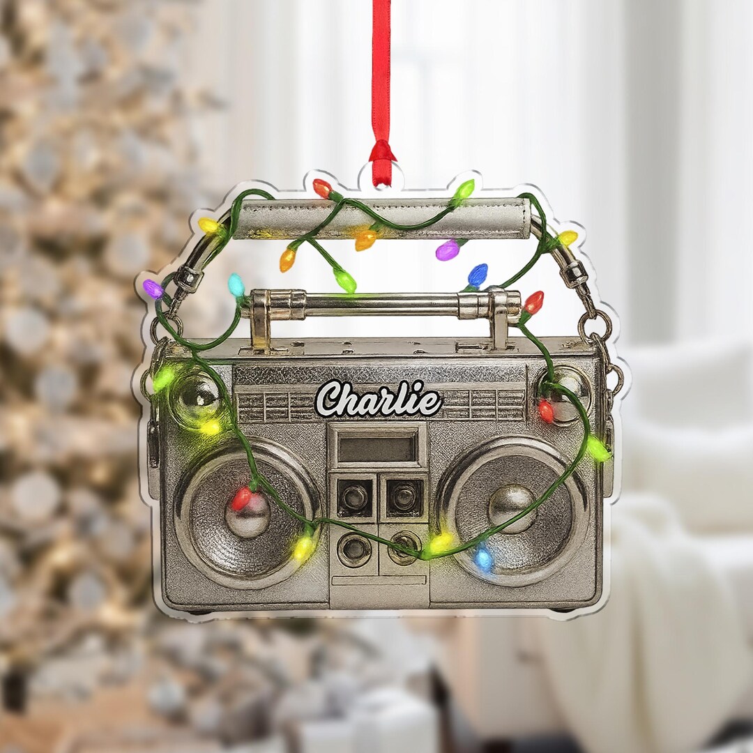 Personalized Boombox Christmas Ornament With Name – Retro Music Acrylic ...