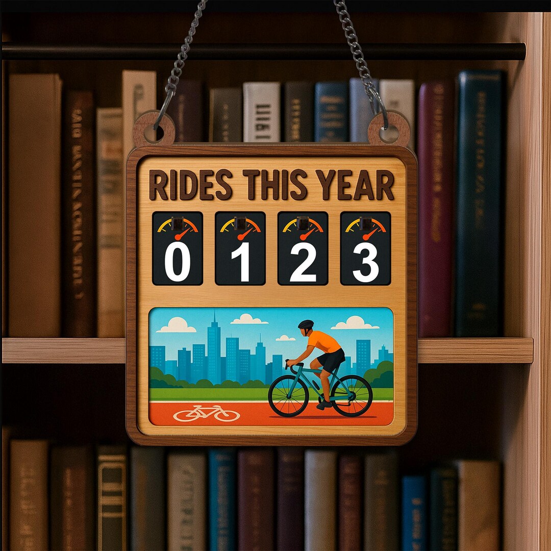 Bike Rides Tracker Wooden Sign, Cycling Rides This Year Flip Number ...
