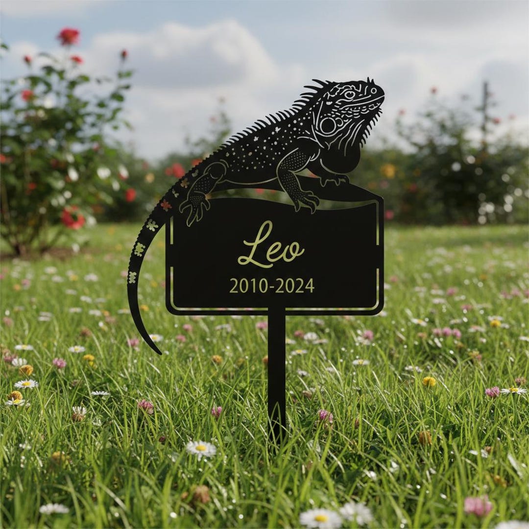 Personalized Reptile Memorial Marker, Memorial Yard Stake, Iguana ...