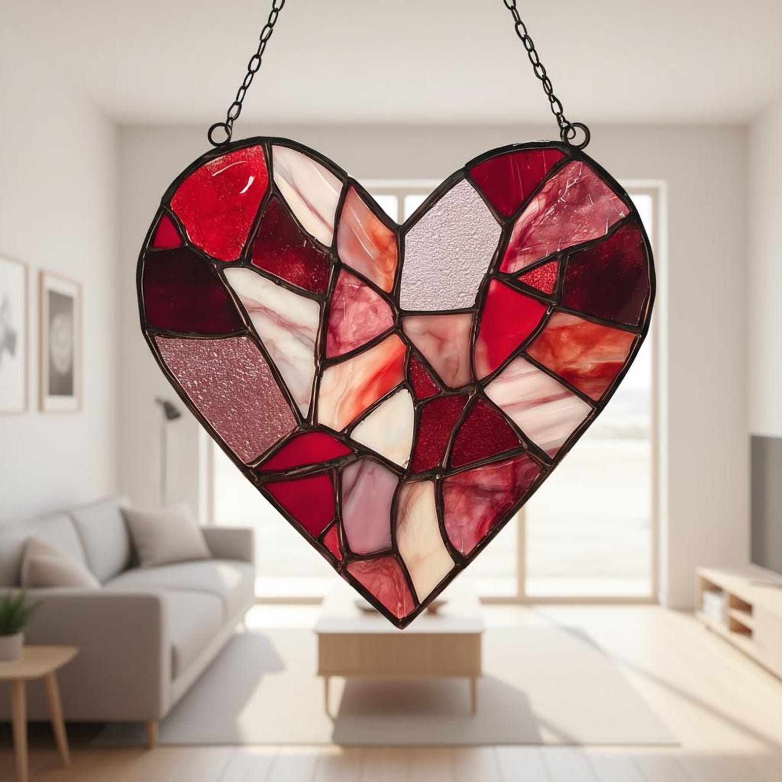 Red Heart Mosaic Acrylic Suncatcher, Valentine Gift for Her or Wedding ...