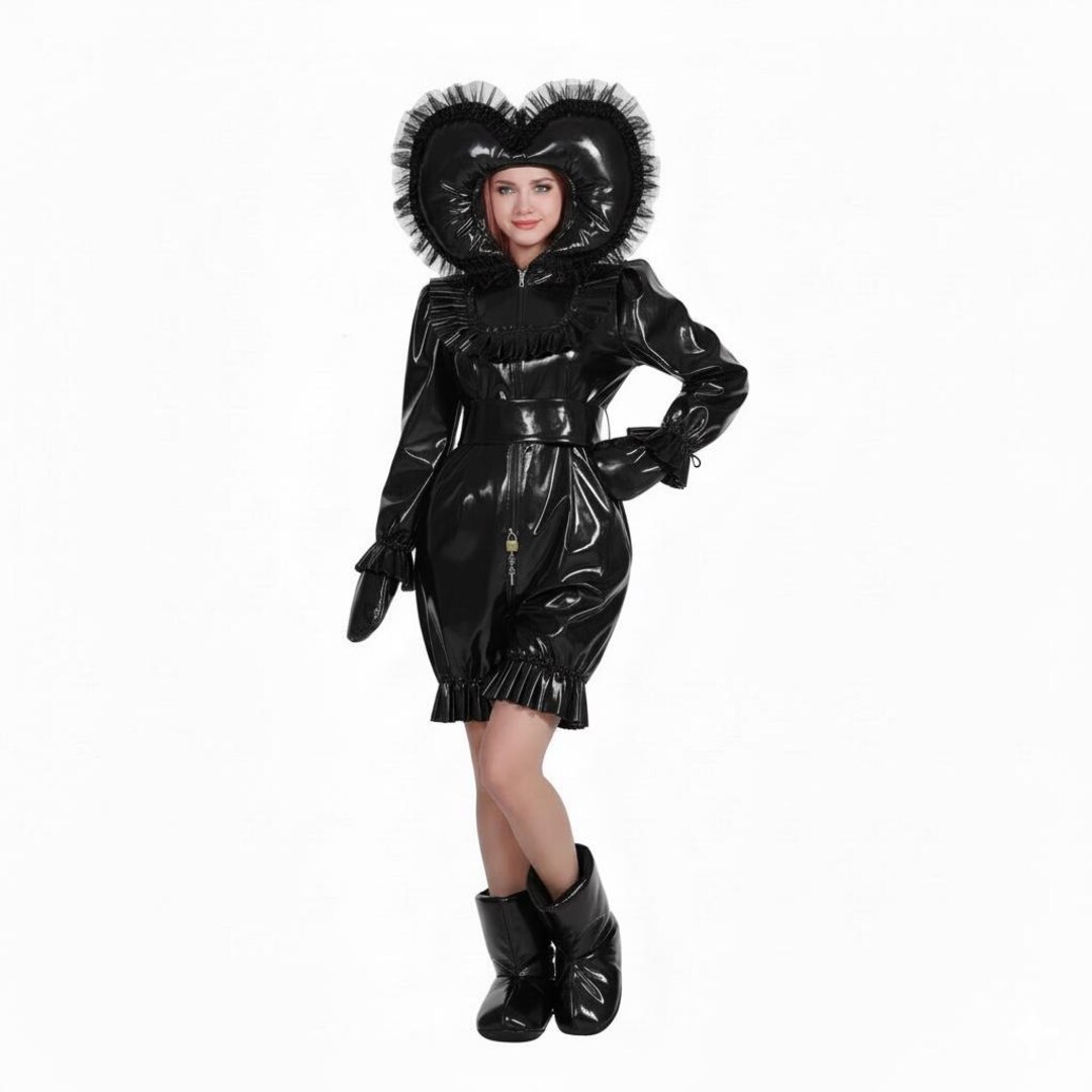 Black PVC Turtleneck, See-through Effect, Maid Outfit Cosplay, Custom ...