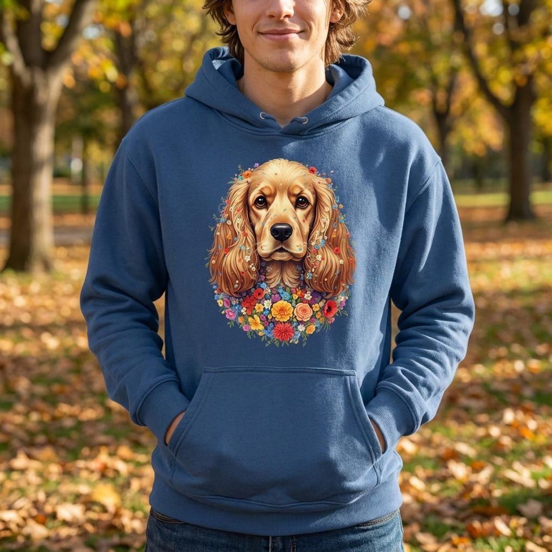 Cocker Spaniel Sweatshirt for Him or Her Floral Cocker Spaniel Hoodie ...