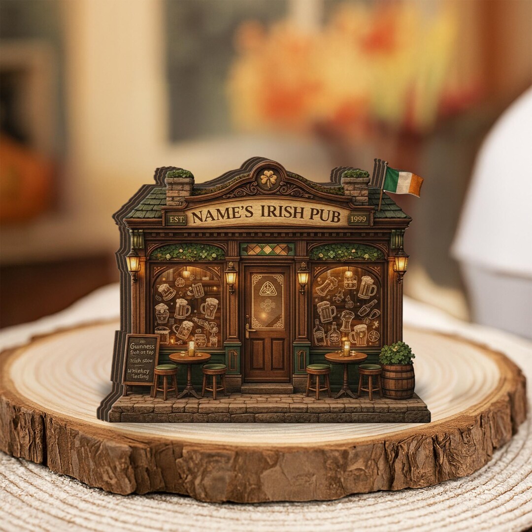 Personalized Irish Pub Wooden Block Sign, Custom Home Bar Decor, Rustic ...