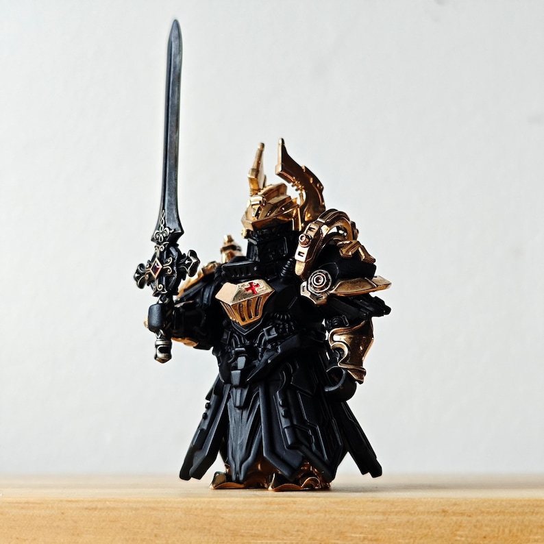 Blackened Bronze Mech Justicar Figurine, Sci-fi Knight Miniature, Gift ...