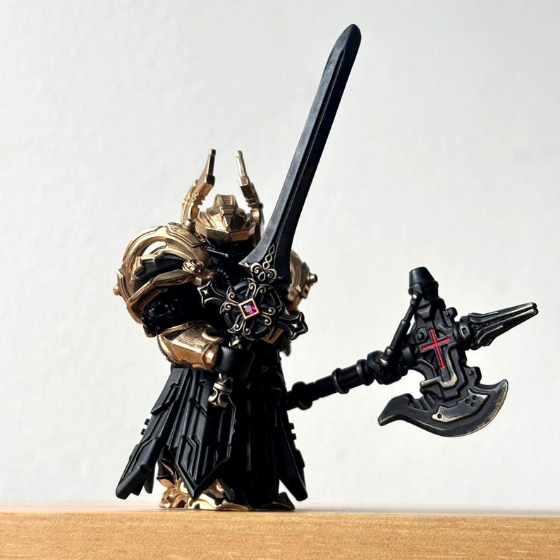 Blackened Bronze Mech Justicar Figurine, Sci-fi Knight Miniature, Gift ...