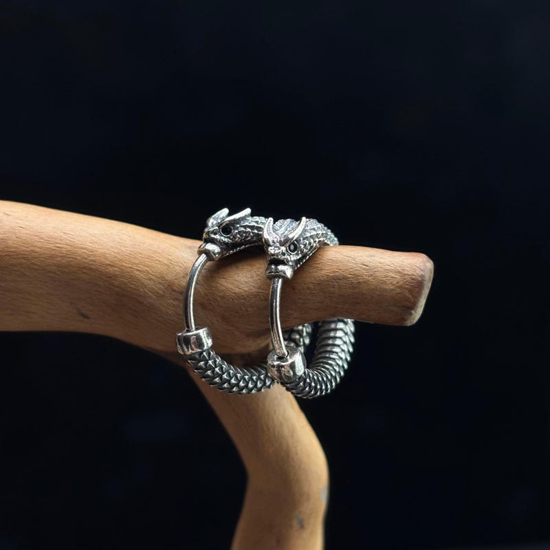 Ouroboros Silver Earrings - Etsy