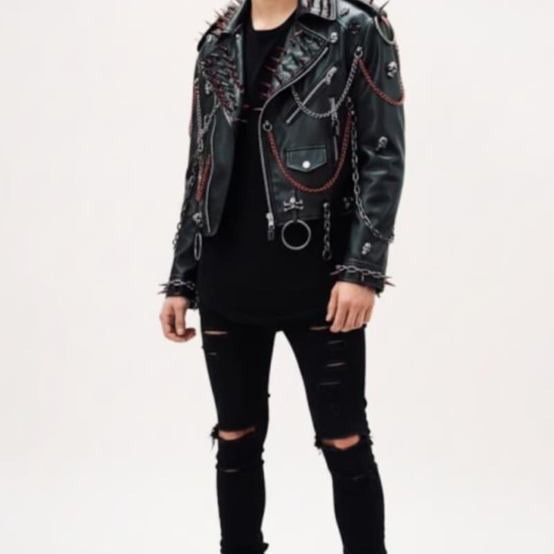 Punk Leather Jacket - Etsy Canada