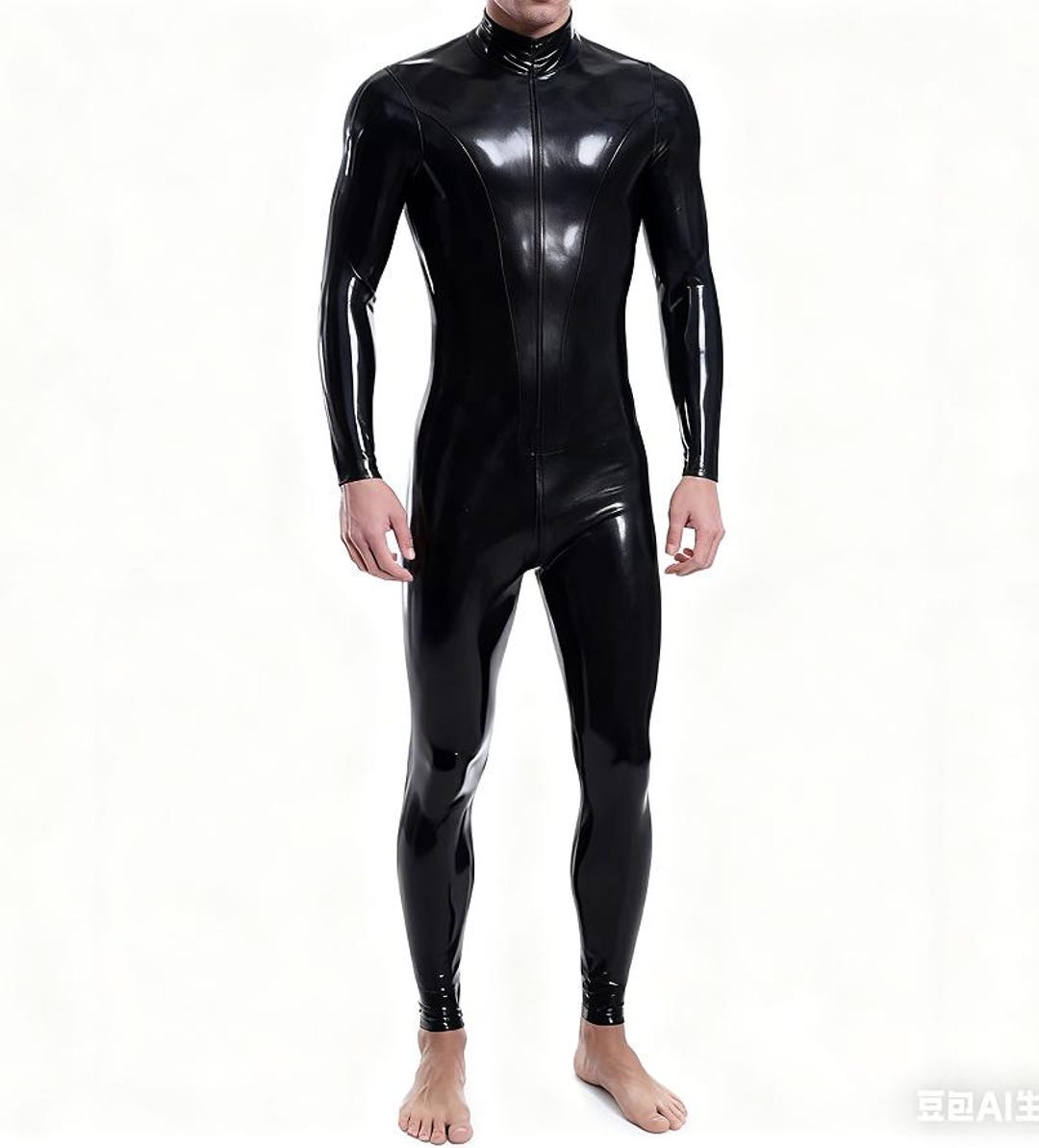 Sexy Bodysuit Adult Latex Rubber Catsuit for Men Suit Bodysuit No Hood ...