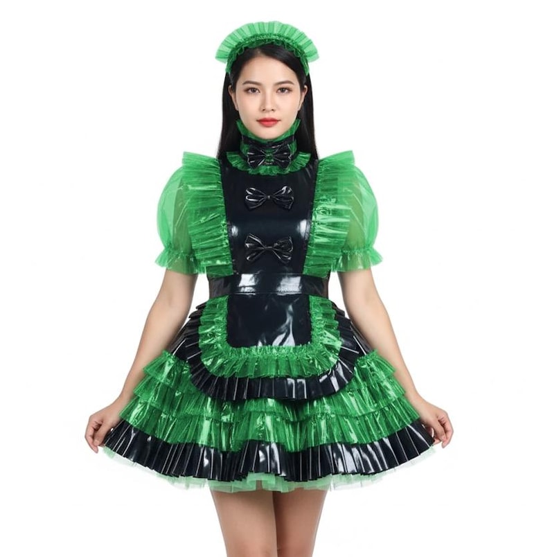 PVC Lockable Maid Dress: Cosplay Costume With Apron Dress - Etsy
