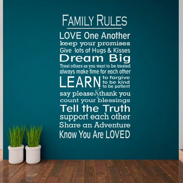 Family Rules Decal - Etsy