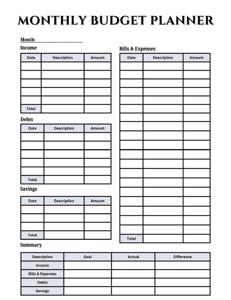 Simple Printable and Digital Monthly Budget Planner/tracker - Etsy