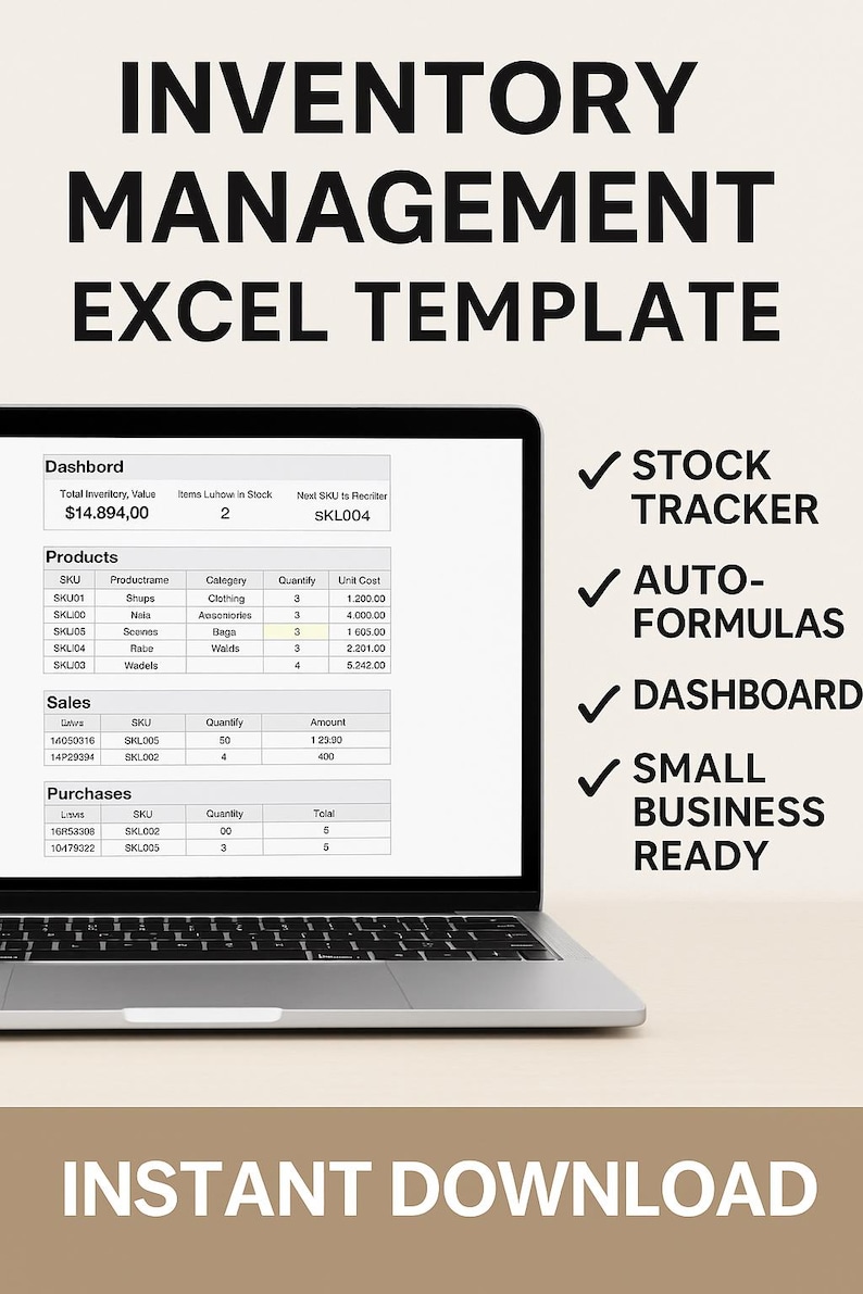 Inventory Management Excel Template | Small Business Stock Tracker ...