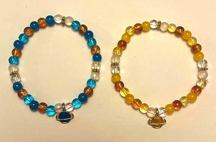 Planet Space-themed Charm Bracelets, Friendship Bracelets With Yellow ...