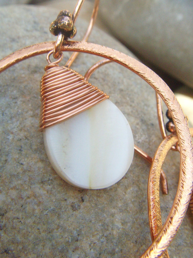 Large Dangle Earrings Hammered Copper Hoop Earrings Mother Etsy