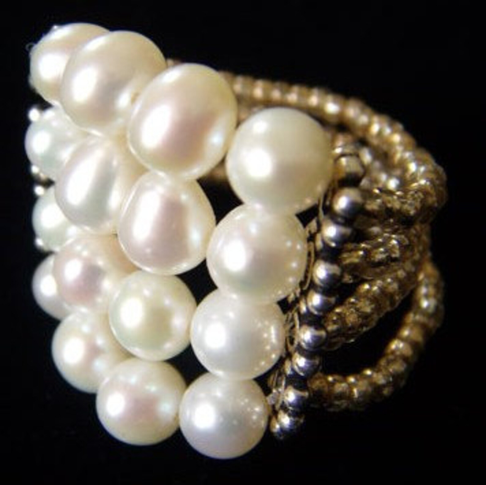 Hecho a mano perlas anillo anillo Cocktail perla grueso anillo de ...