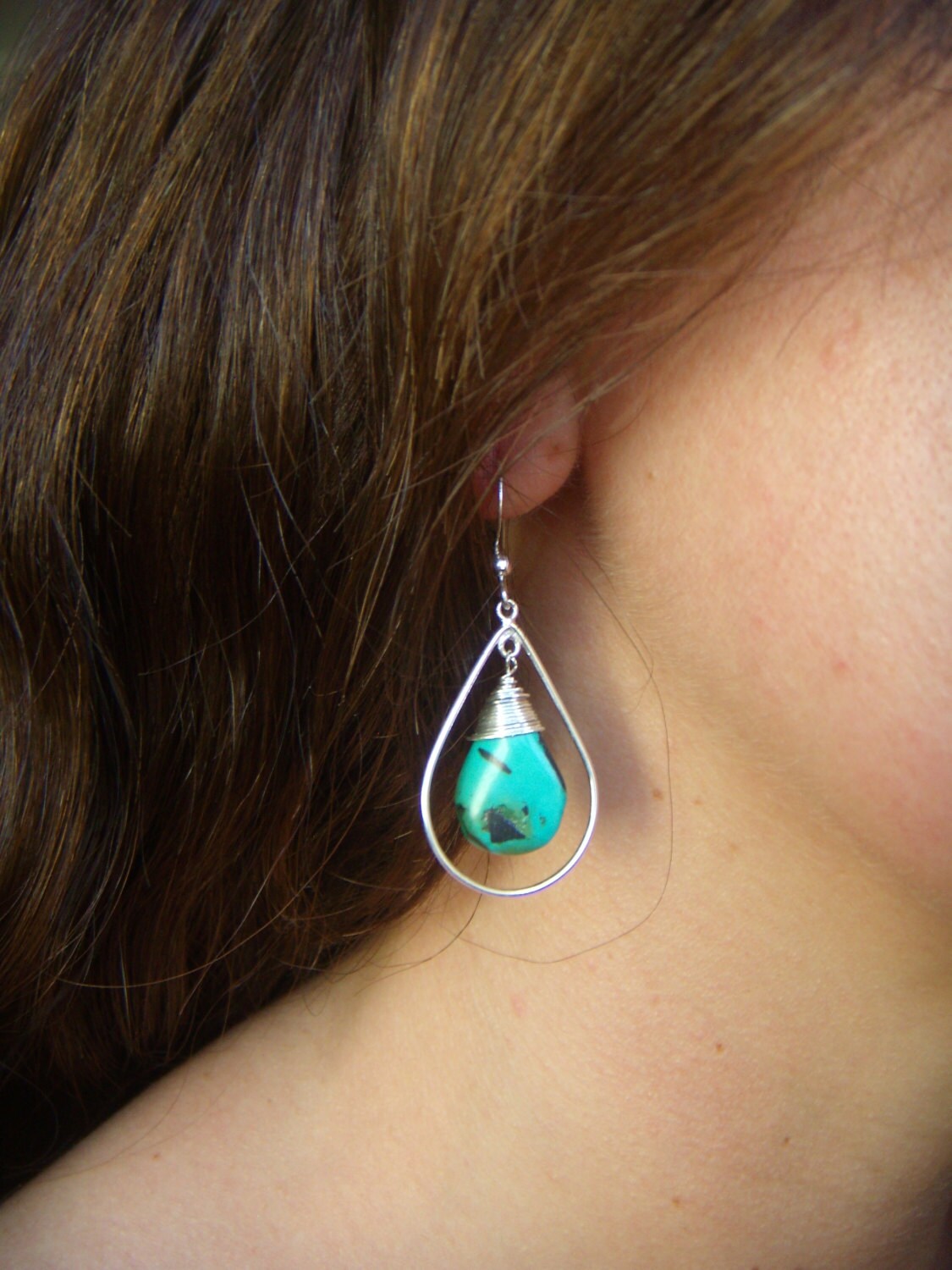 Turquoise Earrings Sterling Silver Earrings Teardrop - Etsy
