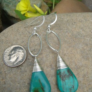 Turquoise Earrings - Long Dangle Earrings - Sterling Silver Drop ...