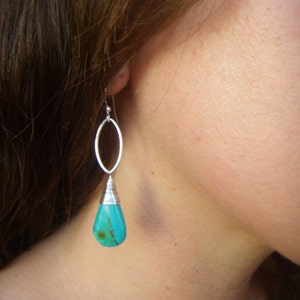 Turquoise Earrings - Long Dangle Earrings - Sterling Silver Drop ...