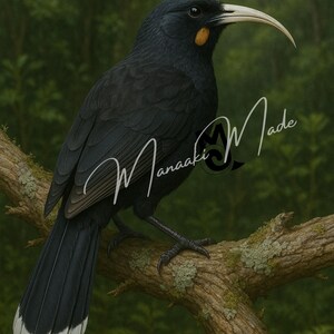 Huia Bird Print: Aotearoa New Zealand Native Animal Wall Art - Etsy