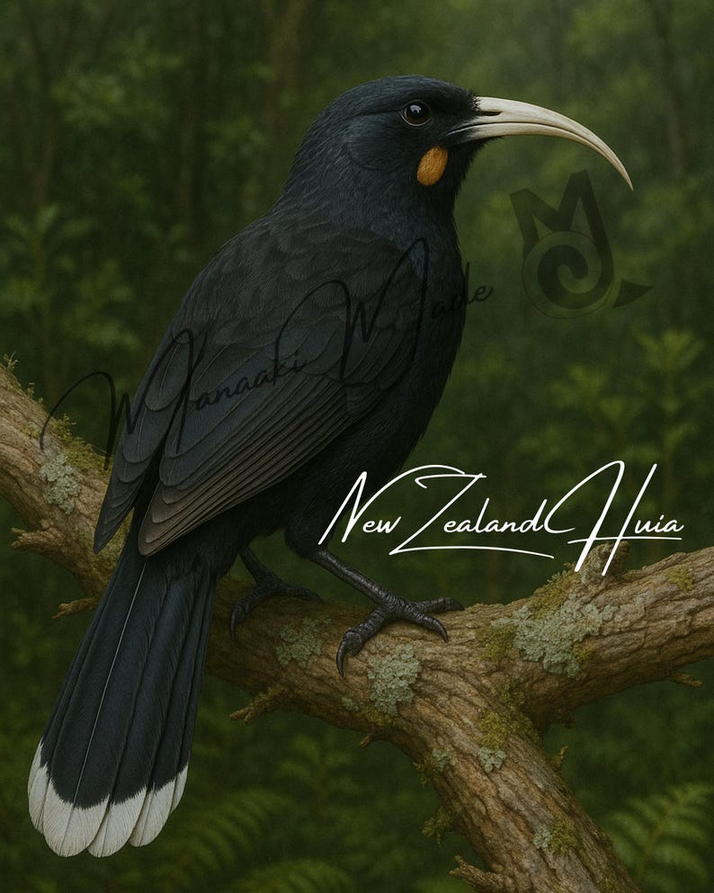 Huia Bird Print: Aotearoa New Zealand Native Animal Wall Art - Etsy