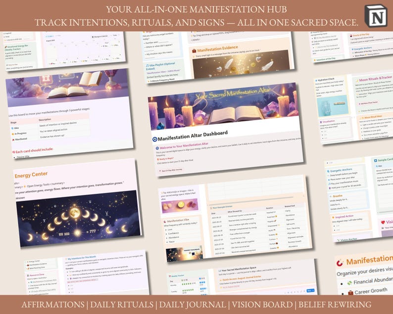 Notion Manifestation Altar Dashboard | Digital Journal, Ritual Tracker ...