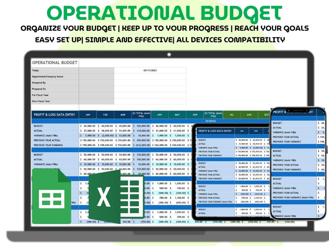 Operational Budget Template Excel and Google Sheets Business Expense ...