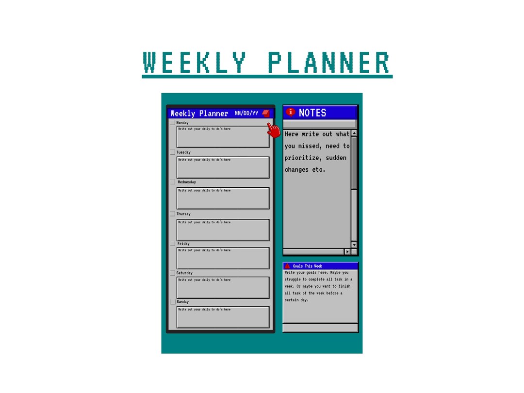 Retro Weekly Planner, Goals and Notes (digital Download) - Etsy