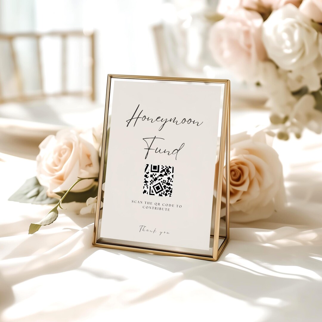 Honeymoon Fund Wedding Signage | Wedding Gifts Sign | Editable Canva ...