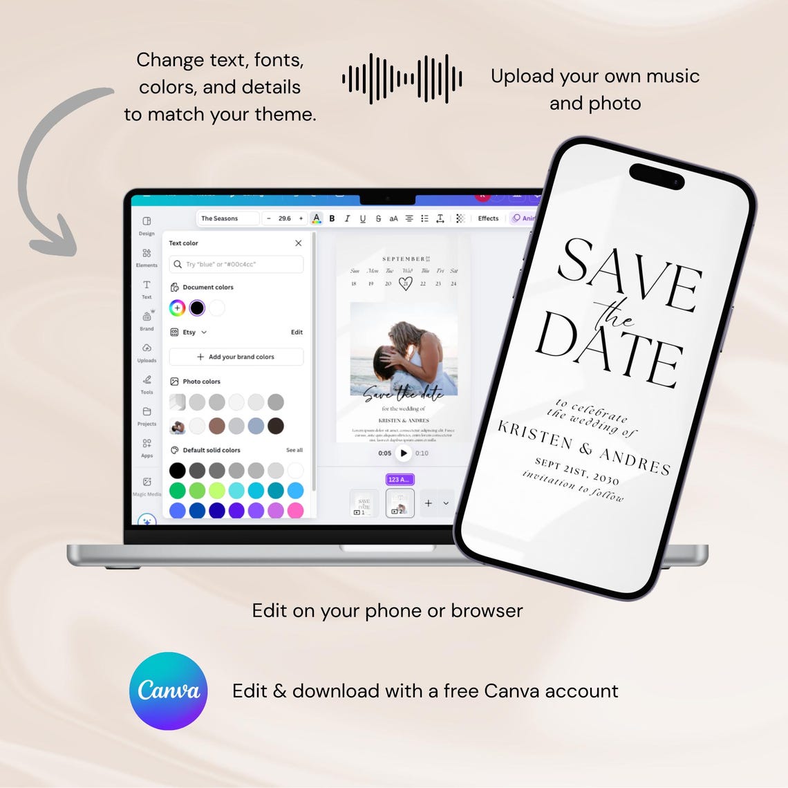 Digital Save the Date | Animated Video (editable Canva Template) - Etsy