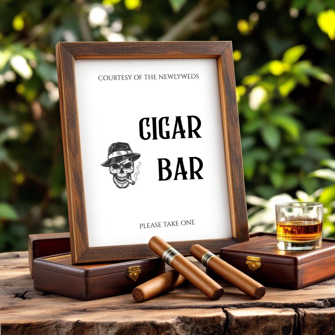 Cigar Bar Sign | Printable PDF | Cigar and Skull Design | Wedding ...