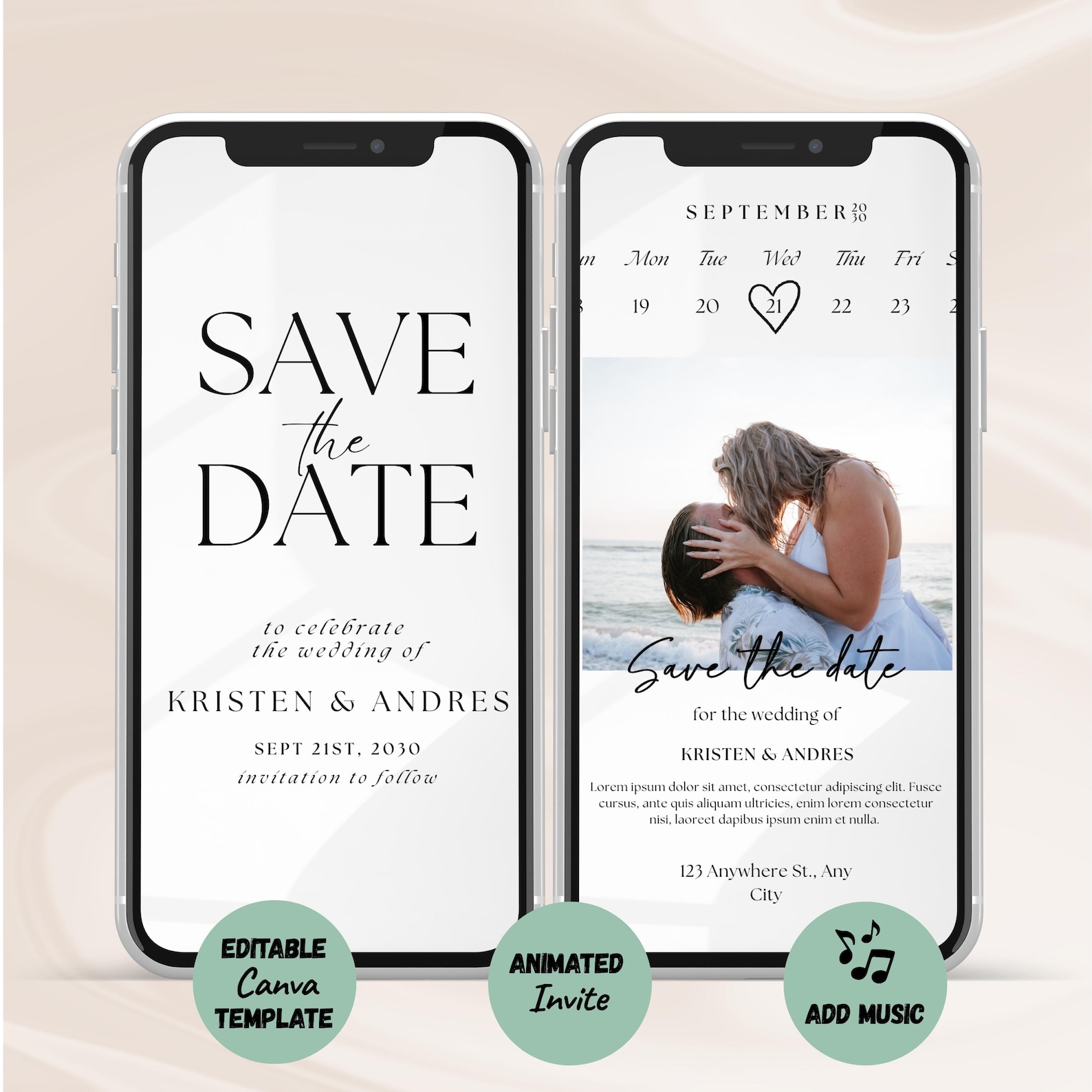 Digital Save the Date | Animated Video (editable Canva Template) - Etsy