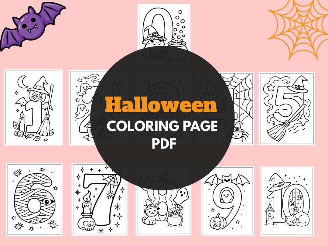 Halloween Number Coloring Pages 1-10: Printable Toddler Activity ...