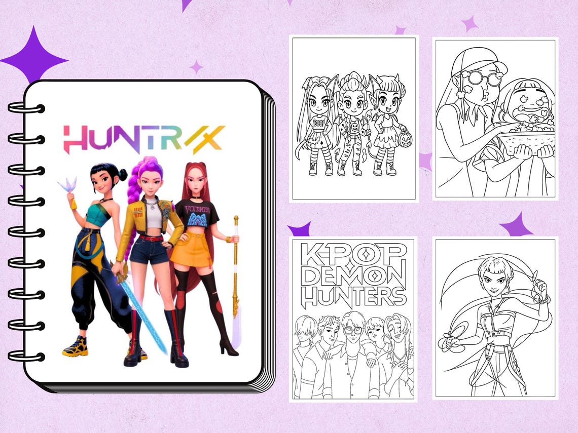 Kpop Demon Hunters Printable Coloring Pages (25+): Huntrix Saja Boys ...
