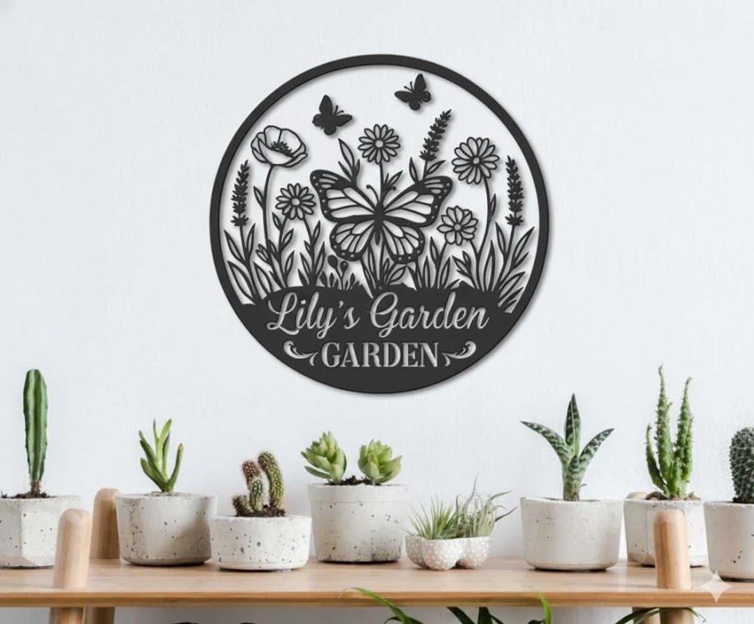 Custom Butterfly Metal Sign – Personalized Hanging Garden Plaque for ...