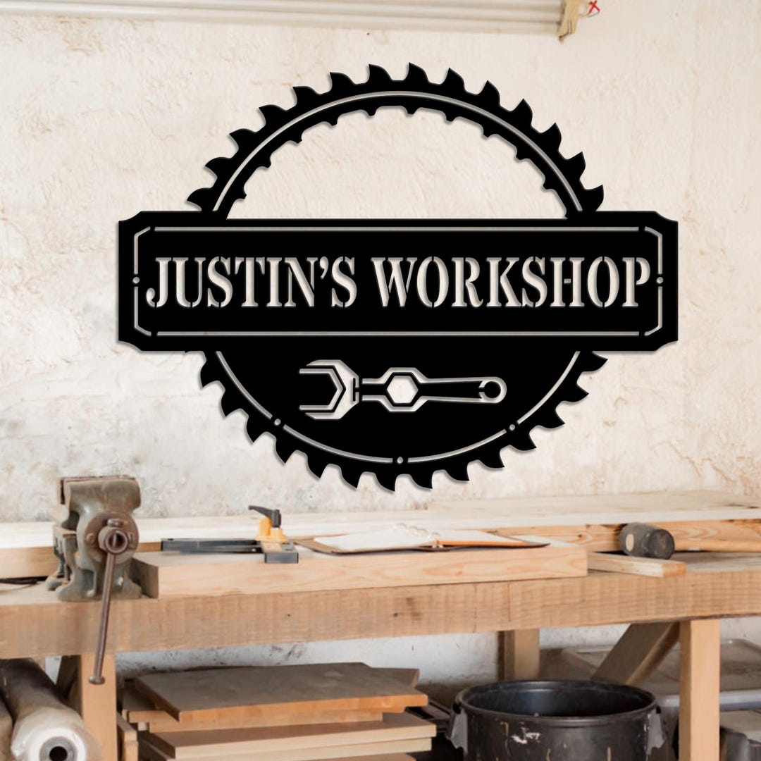 Personalized Workshop Metal Sign Custom Name Garage Wall Decor Tools ...