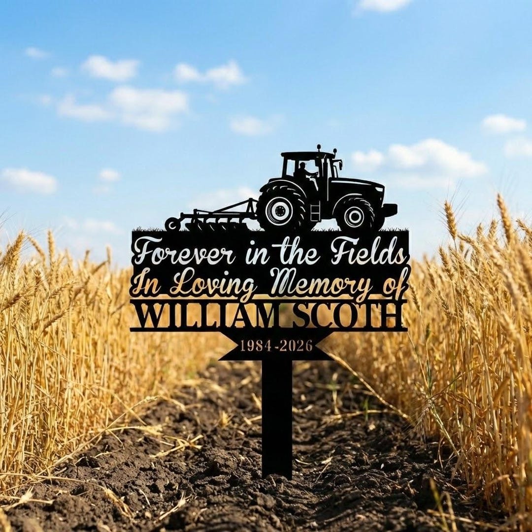 Personalized Farming Memorial Wall Sign, Forever in the Fields Tribute ...